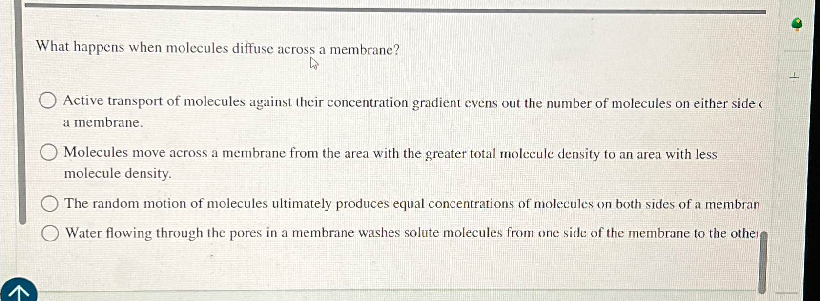 Solved What happens when molecules diffuse across a | Chegg.com