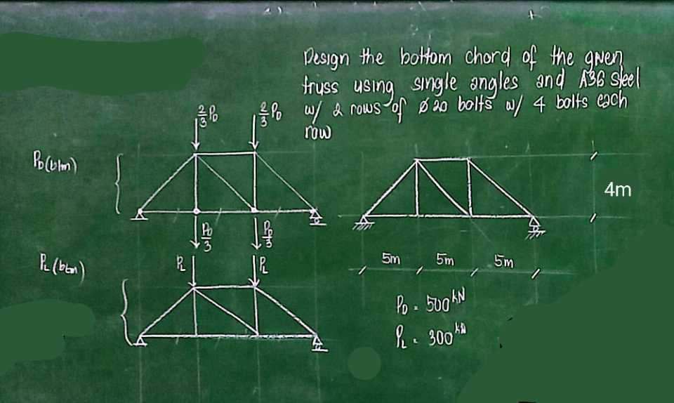 Design the bottom chord of the greentruss using | Chegg.com