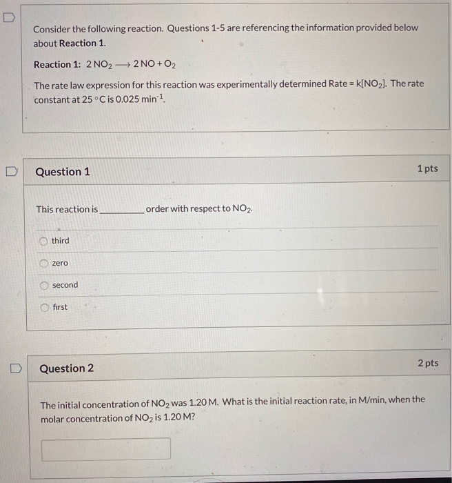 Solved Consider the following reaction. Questions 1-5 are | Chegg.com