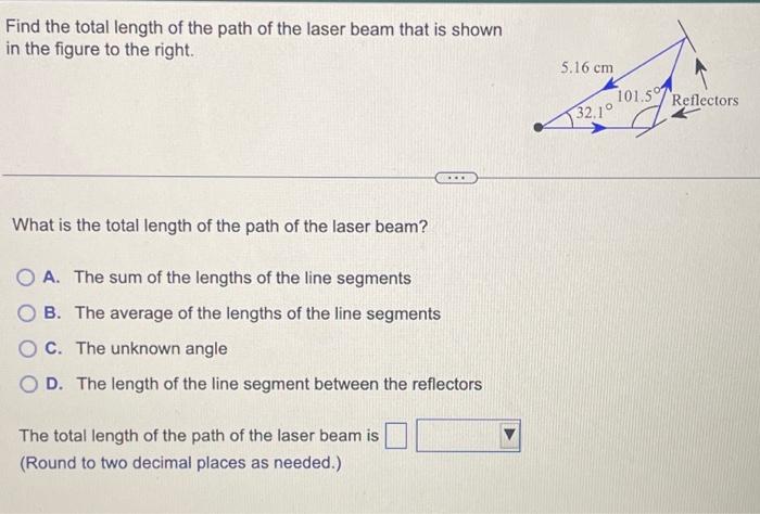 Solved Find the total length of the path of the laser beam | Chegg.com