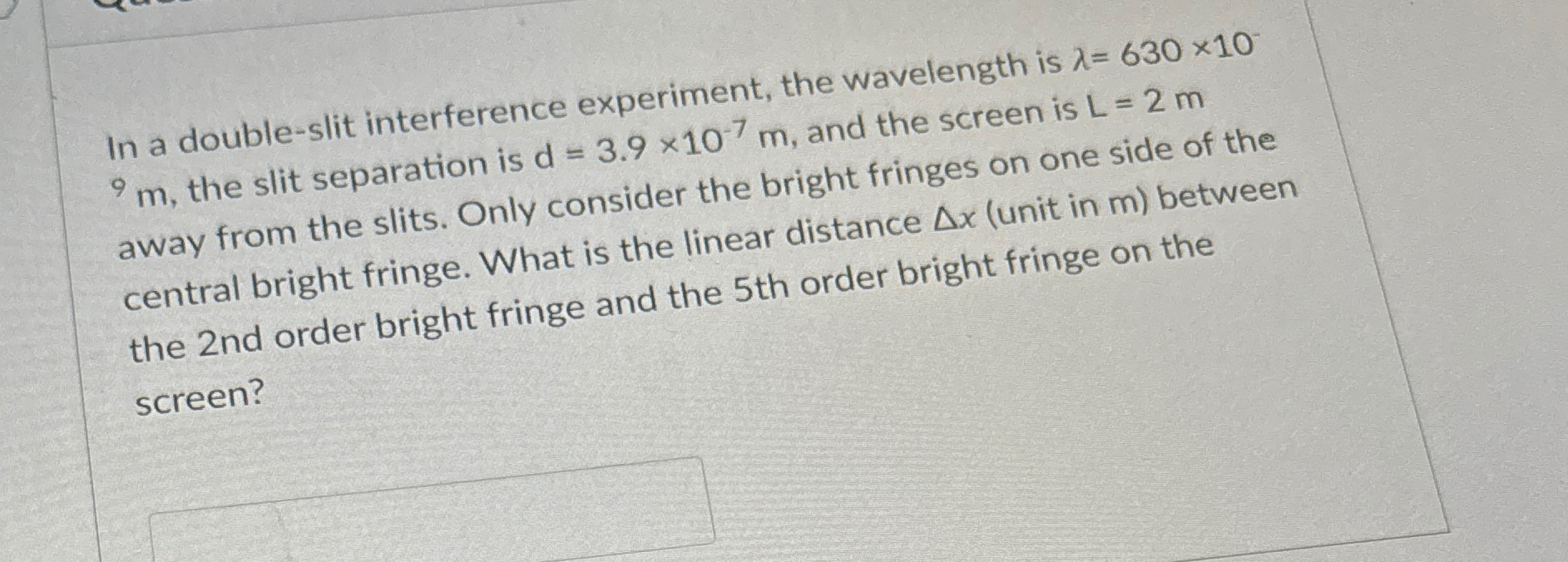 Solved In a double-slit interference experiment, the | Chegg.com