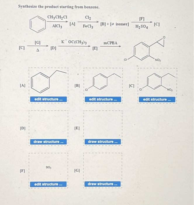 Solved Synthesize the product starting from benzene. [A] | Chegg.com