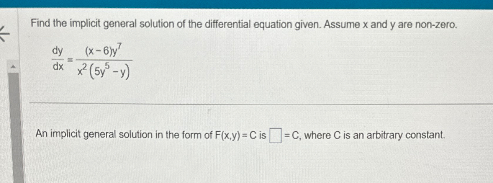 Solved Find the implicit general solution of the | Chegg.com