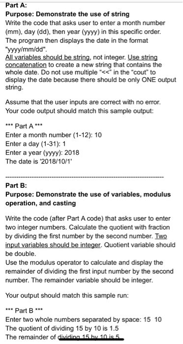 Solved Part A: Purpose: Demonstrate the use of string Write | Chegg.com