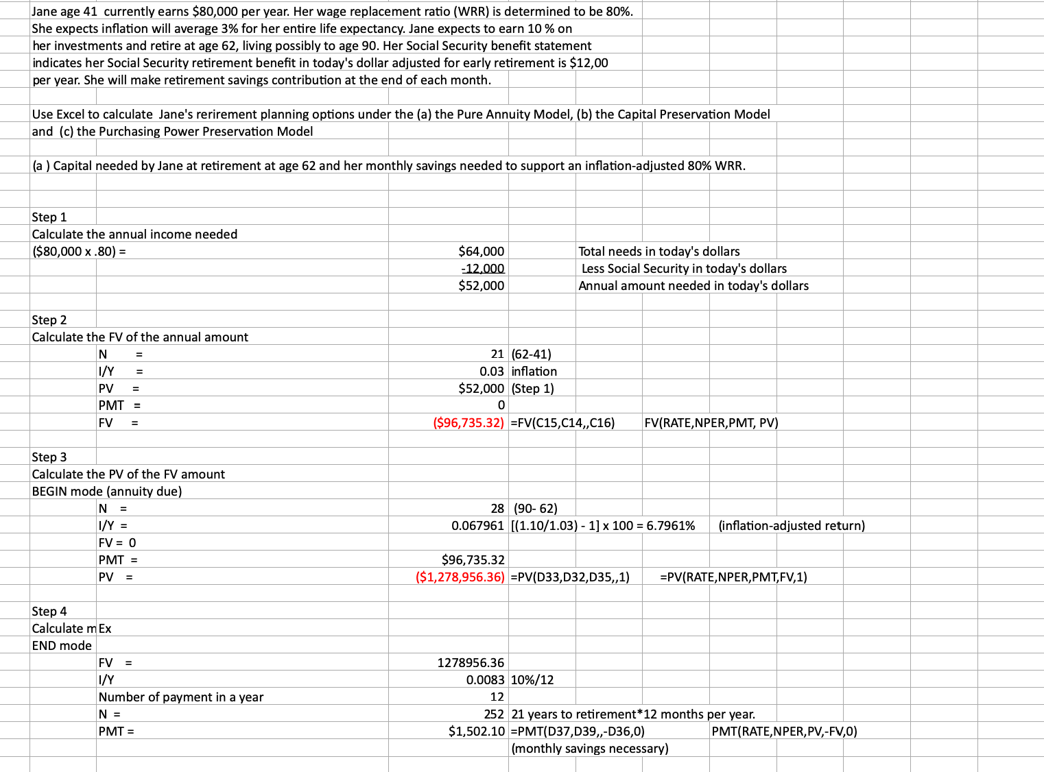 Solved Jane age 41 ﻿currently earns $80,000 ﻿per year. Her | Chegg.com