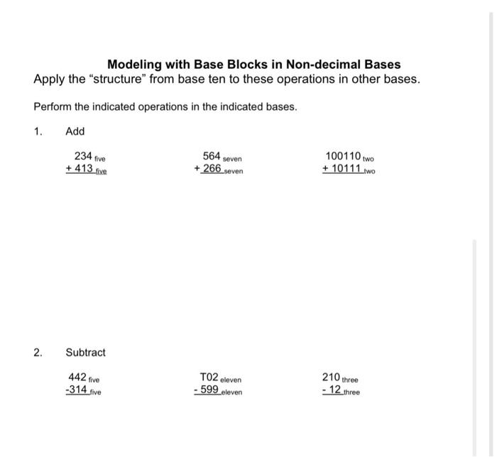 Solved Modeling with Base Blocks in Non-decimal Bases Apply | Chegg.com