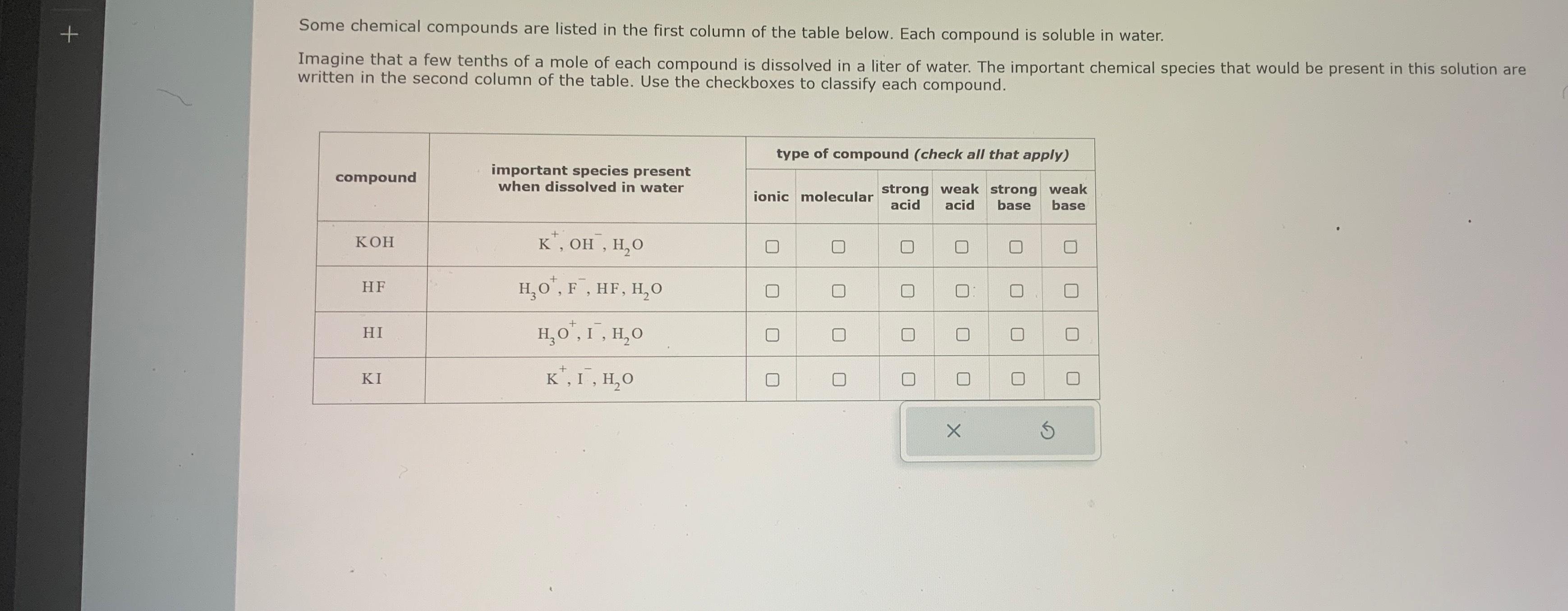 Solved Some chemical compounds are listed in the first | Chegg.com
