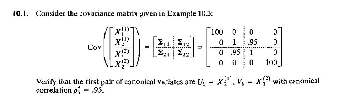 Solved 10.1. Consider the covariance matrix given in Example | Chegg.com