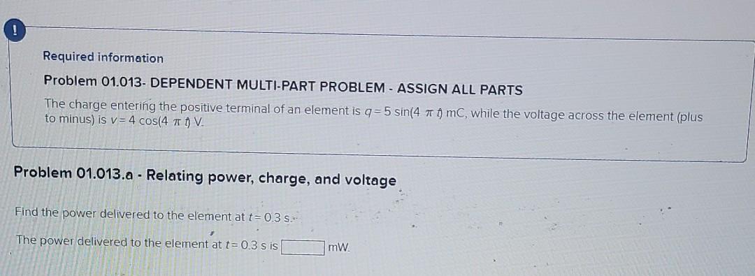 Solved Required information Problem 01.013- DEPENDENT | Chegg.com