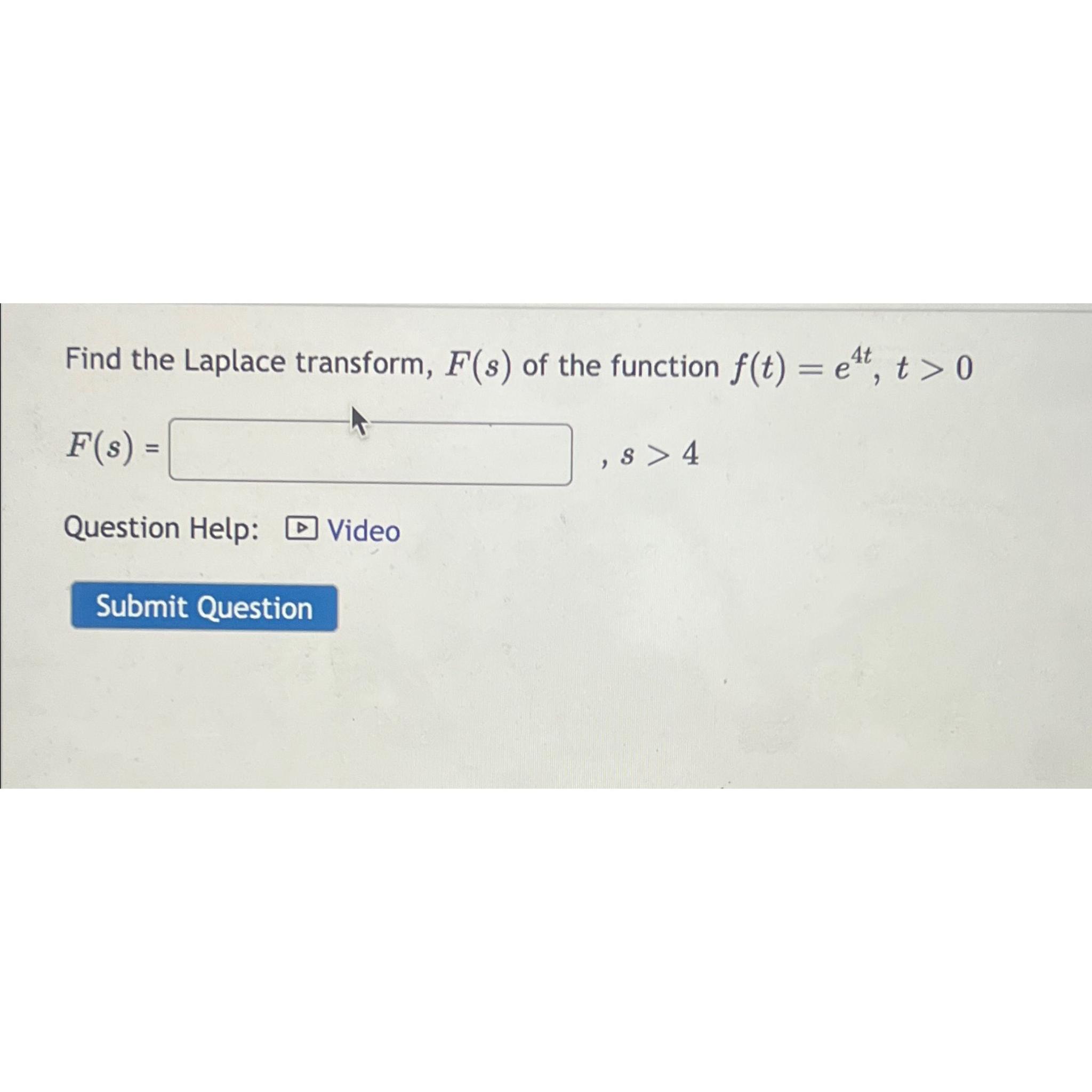 Solved Find the Laplace transform, F(s) ﻿of the function | Chegg.com