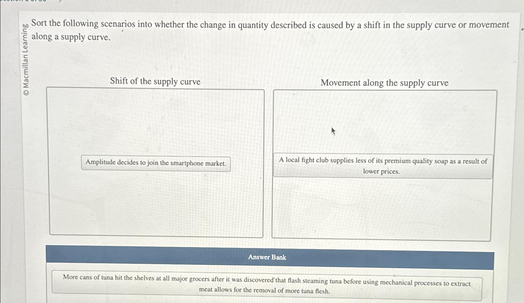 Solved Sort the following scenarios into whether the change | Chegg.com