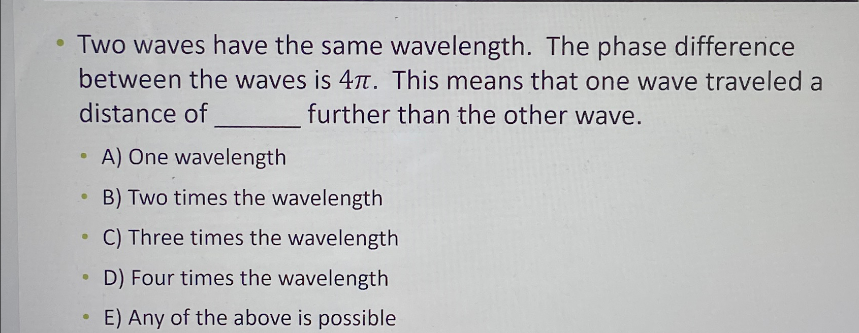 Solved Two waves have the same wavelength. The phase | Chegg.com