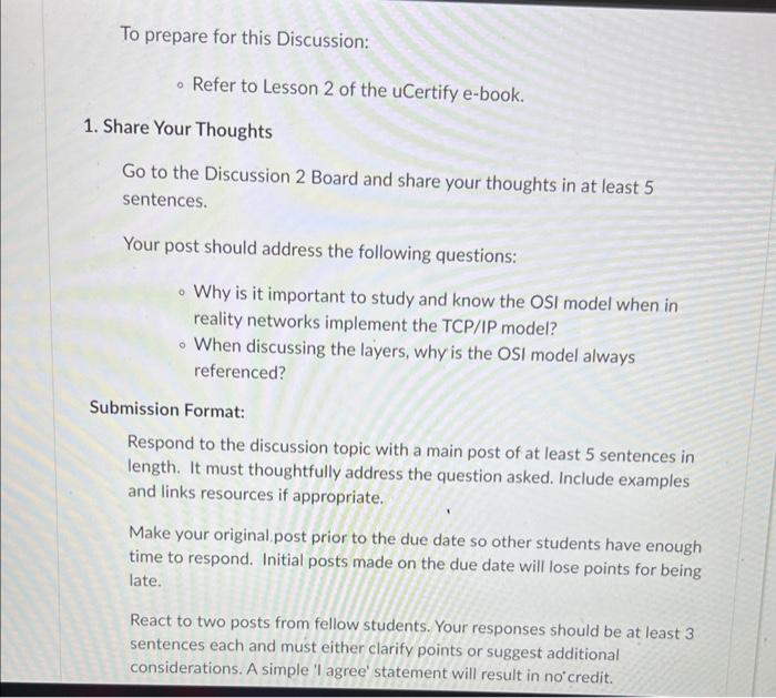 Solved - Refer to Lesson 2 of the uCertify e-book. 1. Share | Chegg.com