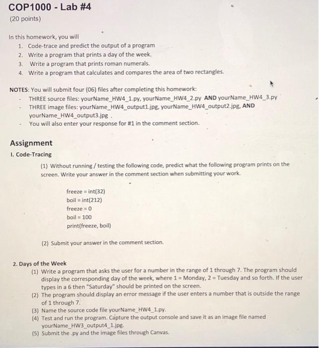 Solved COP1000 - Lab #4 (20 points) In this homework, you | Chegg.com