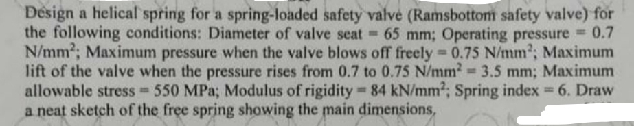 Solved Design a helical spring for a spring-loaded safety | Chegg.com