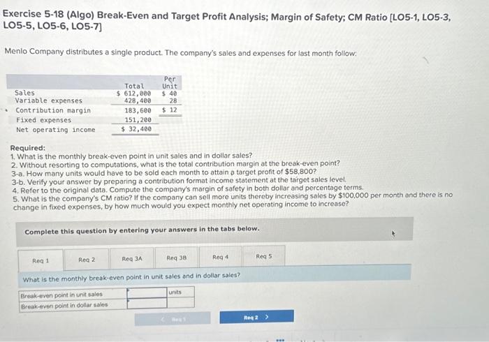Solved Exercise 5-13 (Algo) Changes in Selling Price, Sales | Chegg.com