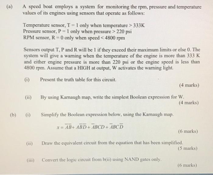 Solved (a) A speed boat employs a system for monitoring the | Chegg.com
