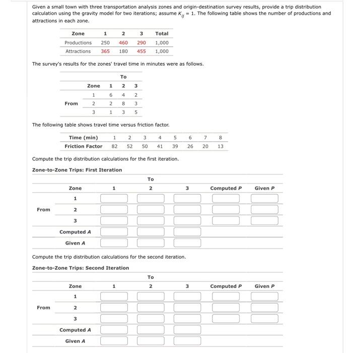 Solved Given a small town with three transportation analysis | Chegg.com
