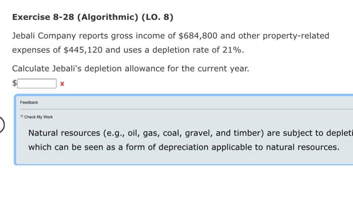 Solved Exercise 8-28 (Algorithmic) (LO. 8) Jebali Company | Chegg.com