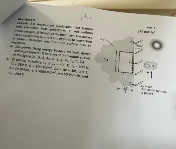 Solved Question A 3 Consider 2 D Steady State Conduction