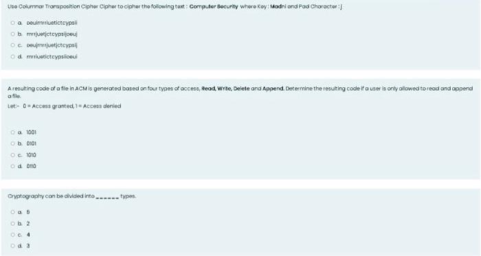 Solved Quito 4 Use Columnar Transposition Cipher Cipher to | Chegg.com