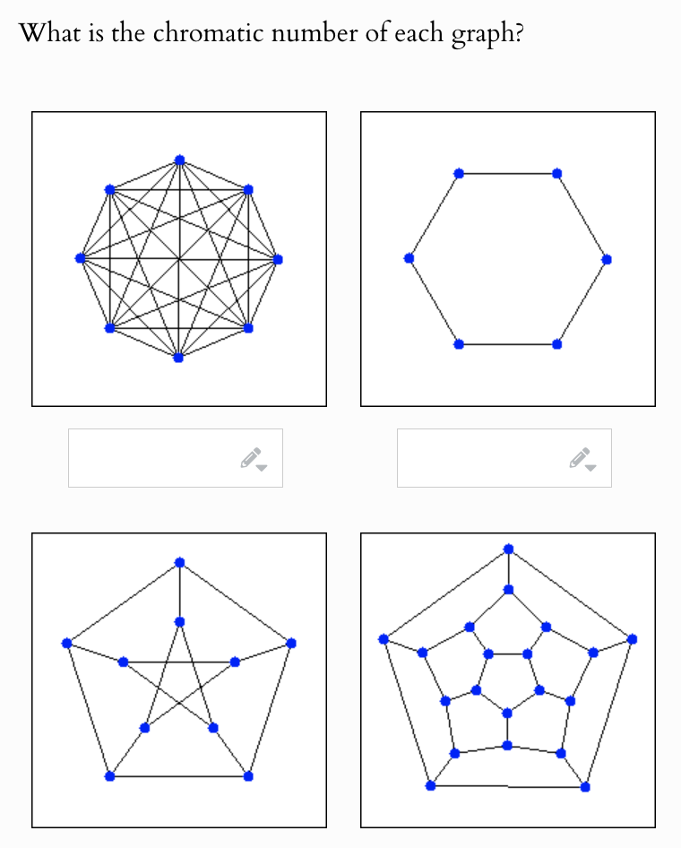 Solved What is the chromatic number of each graph? | Chegg.com