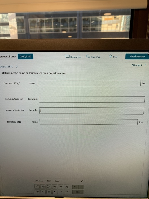 Solved Hint Give Up? gnment Score: Check Answer 2030/3100 | Chegg.com