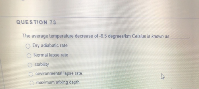 Solved QUESTION 73 The average temperature decrease of -6.5 | Chegg.com