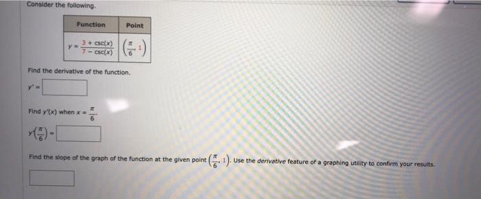 Solved Consider the following. Find the derivative of the | Chegg.com