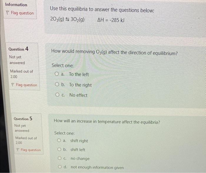 Solved Use this equilibria to answer the questions below: | Chegg.com