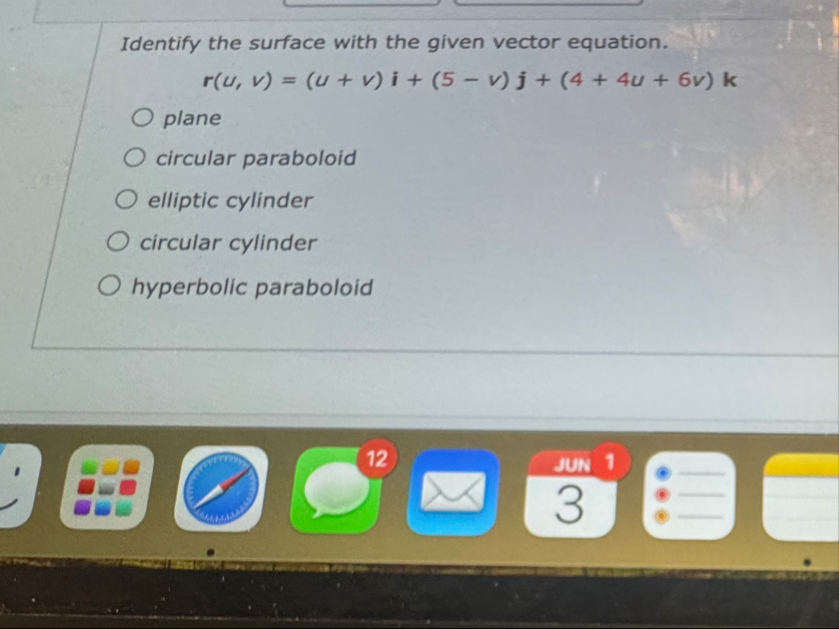 Solved Identify the surface with the given vector | Chegg.com