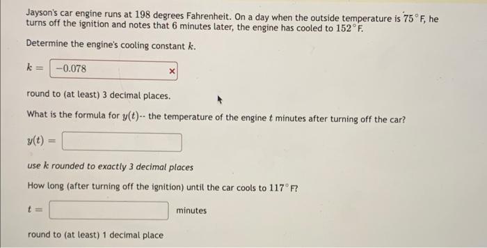 Solved Jayson's car engine runs at 198 degrees Fahrenheit. | Chegg.com