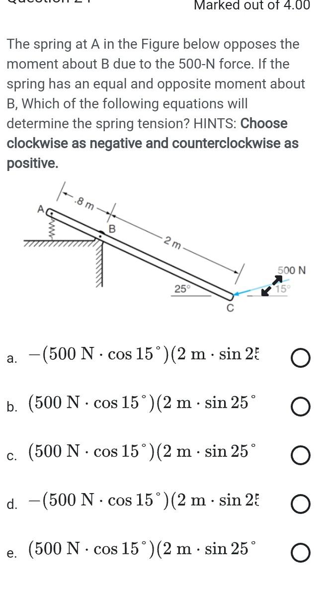Solved The spring at A in the Figure below opposes the | Chegg.com