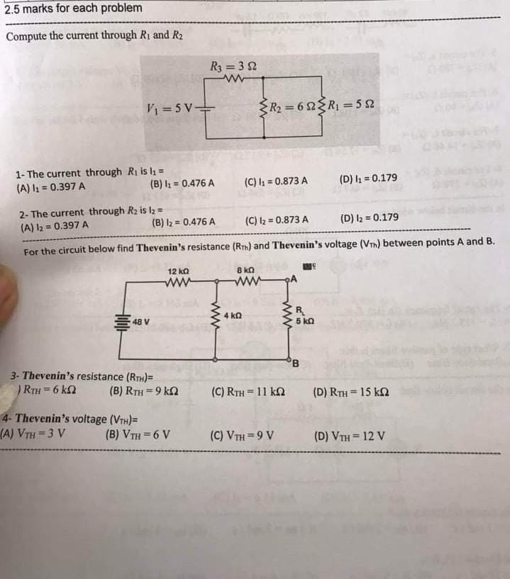 Solved Compute the current through R1 and R2 1- The current | Chegg.com