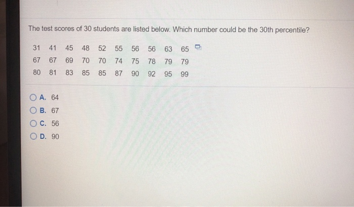 Solved The test scores of 30 students are listed below. | Chegg.com