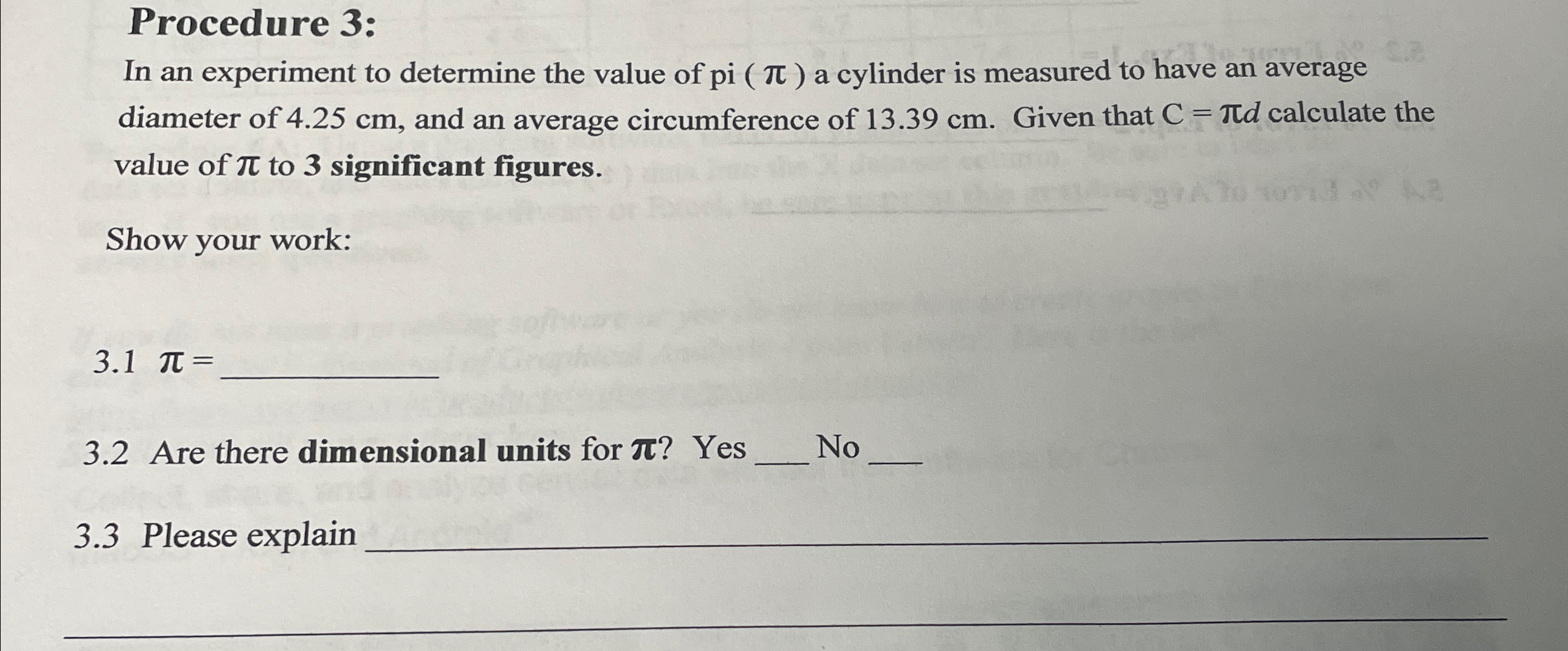Solved Procedure 3:In an experiment to determine the value | Chegg.com
