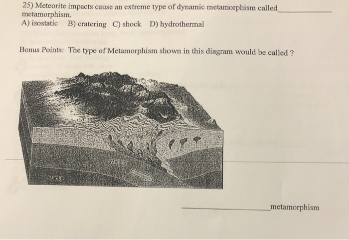 Solved 25) Meteorite impacts cause an extreme type of | Chegg.com