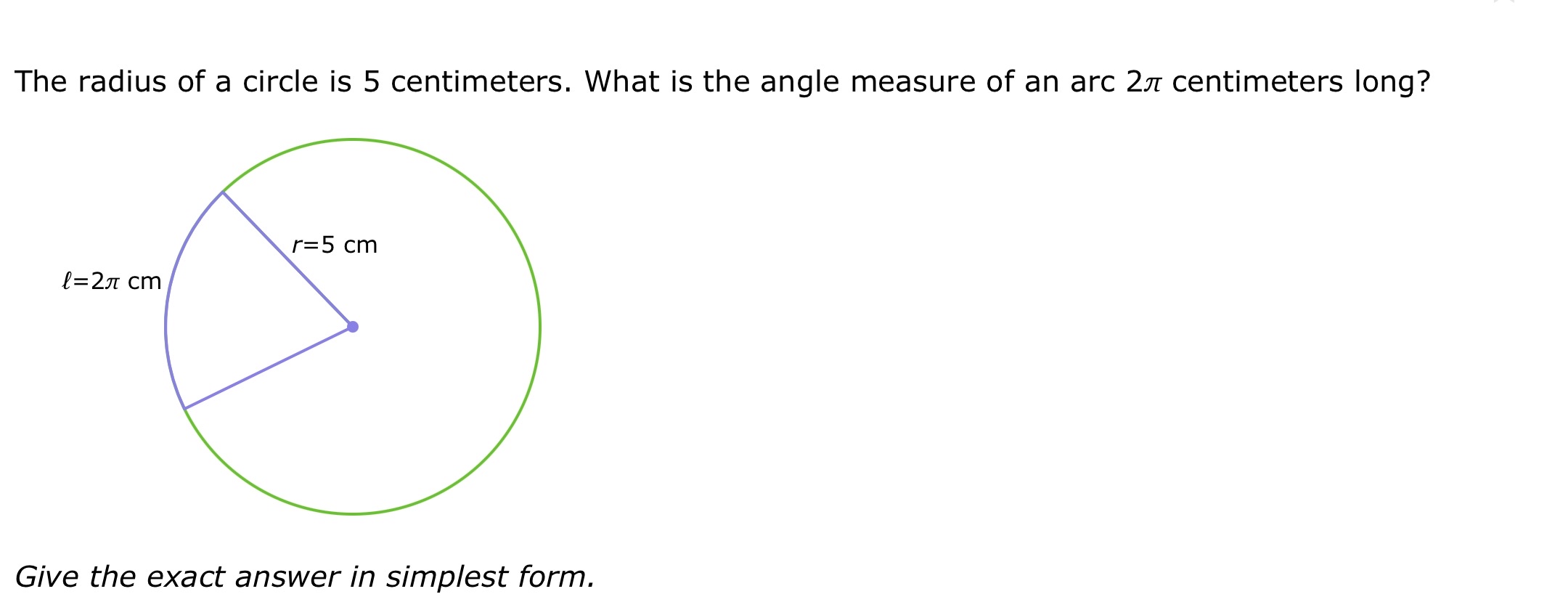 The radius of a circle is 5 ﻿centimeters. What is the | Chegg.com
