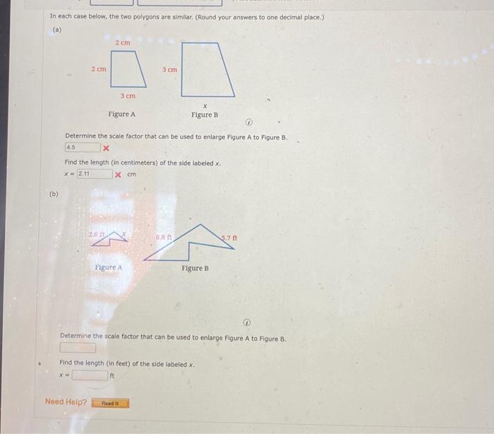 Solved In each case below, the two polygons are similar, | Chegg.com