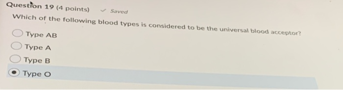 Solved Question 19 (4 points) Which of the following blood | Chegg.com