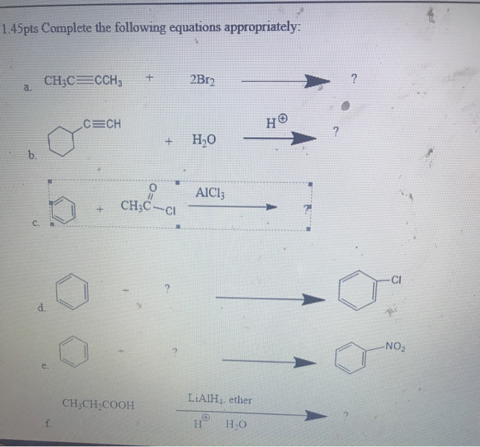 Solved 1.45pts Complete the following equations | Chegg.com