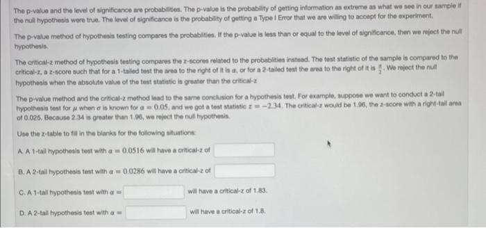 Solved The p-value and the level of significance are | Chegg.com
