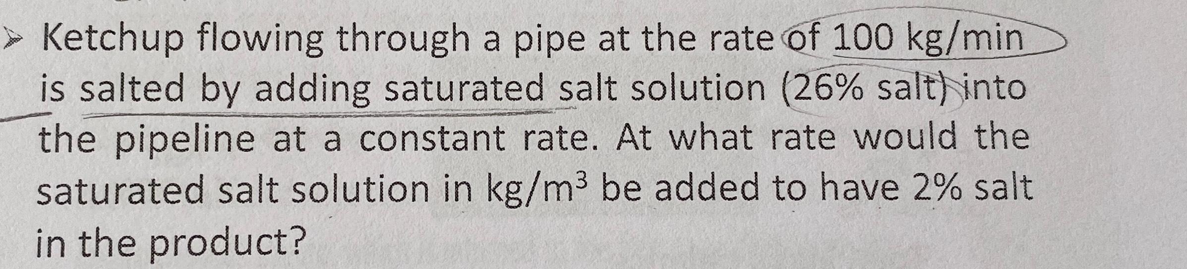 Solved Ketchup flowing through a pipe at the rate of | Chegg.com