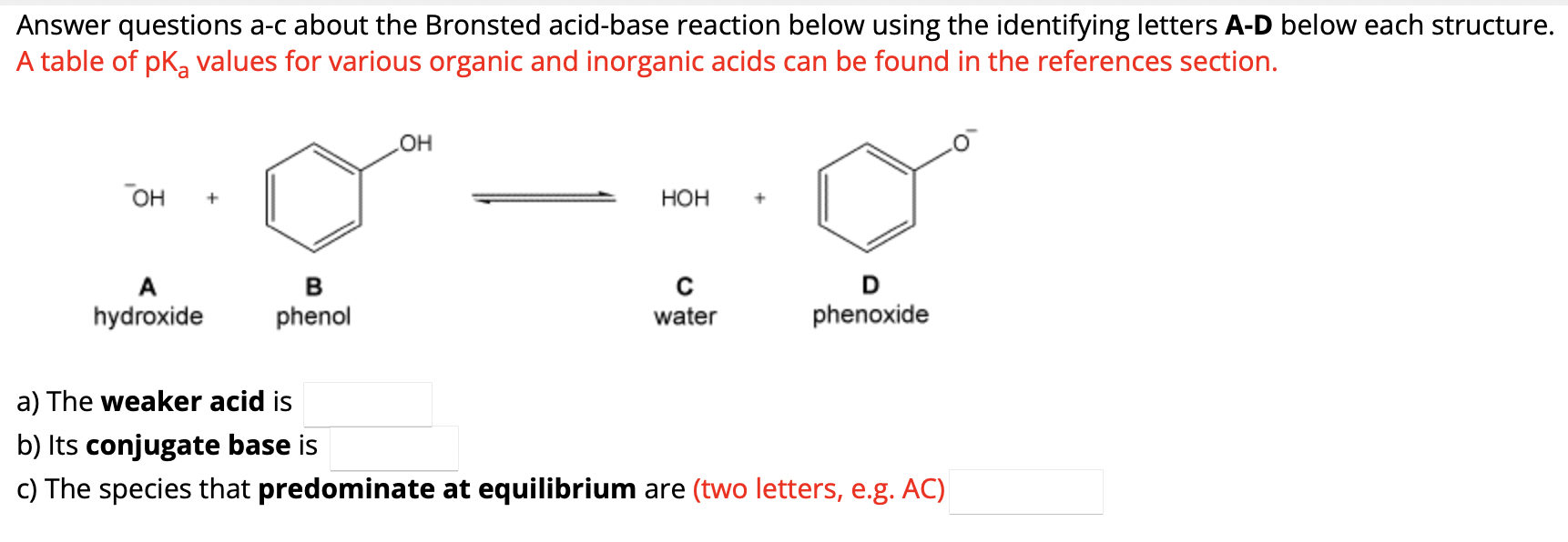 Solved Answer questions a-c about the Bronsted acid-base | Chegg.com