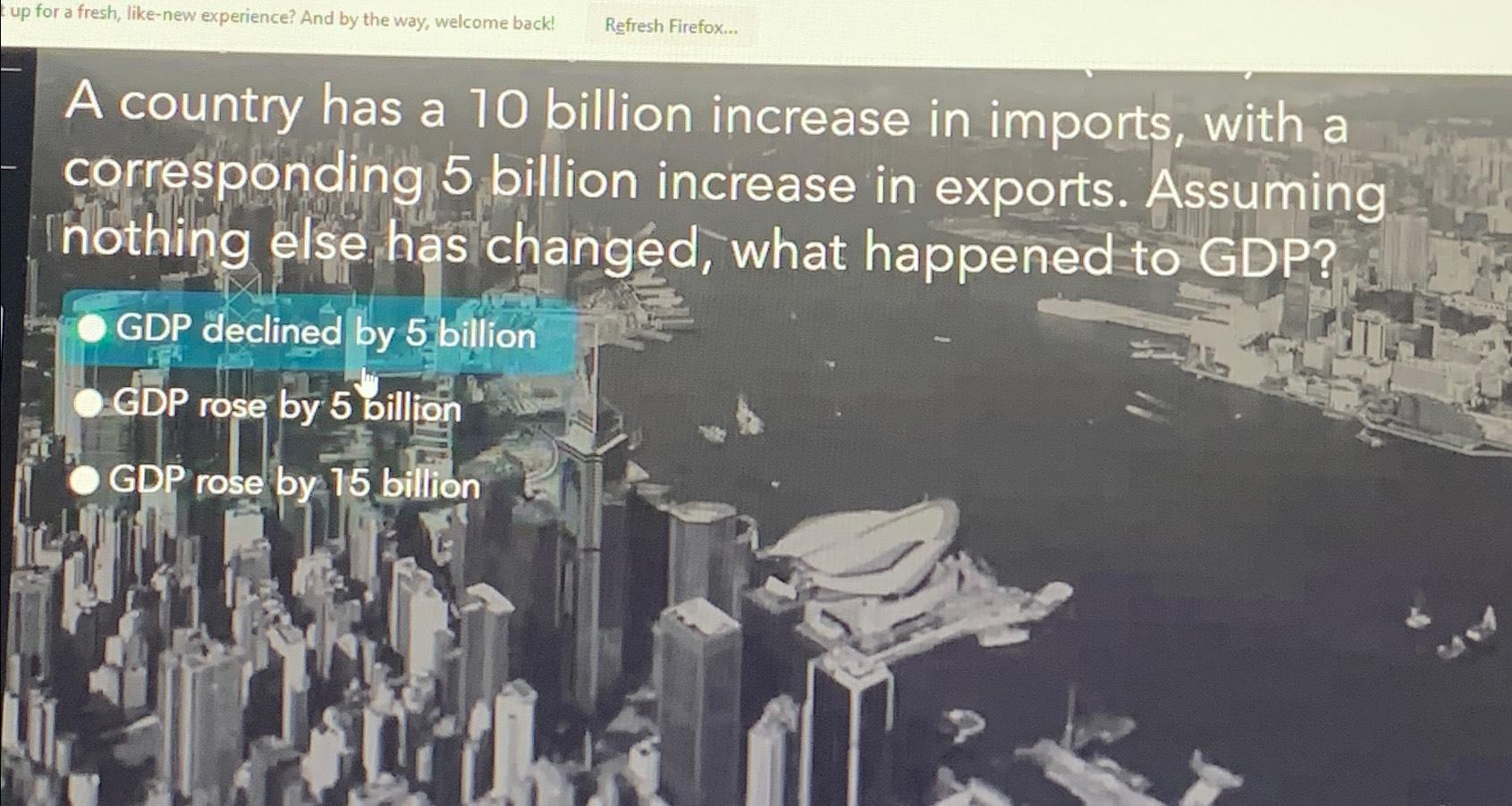 Solved A country has a 10 ﻿billion increase in imports, with | Chegg.com