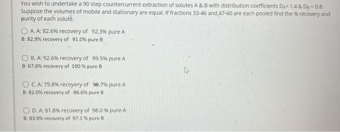 Solved You wish to undertake a 90 step countercurrent | Chegg.com