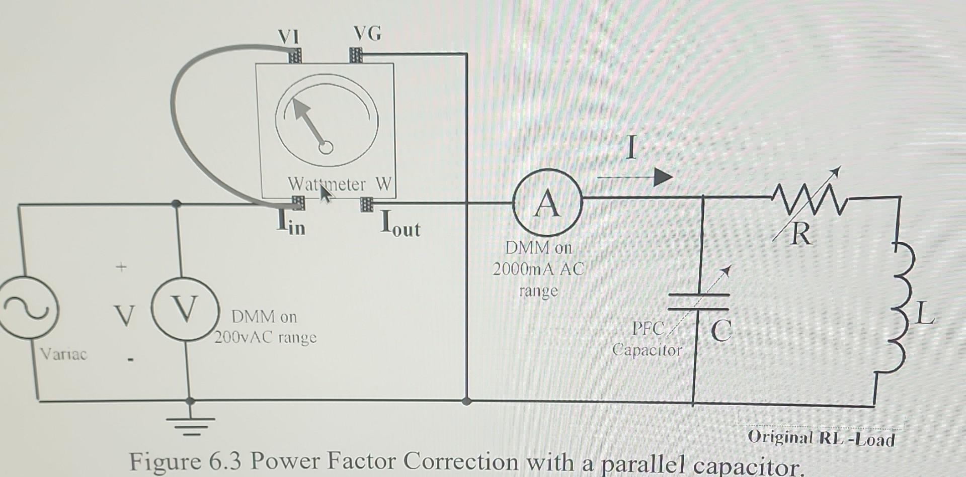 Solved Figure 6.3 Power Factor Correction with a parallel | Chegg.com
