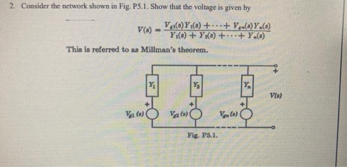 Solved 2. Consider the network shown in Fig. P5.1. Show that | Chegg.com