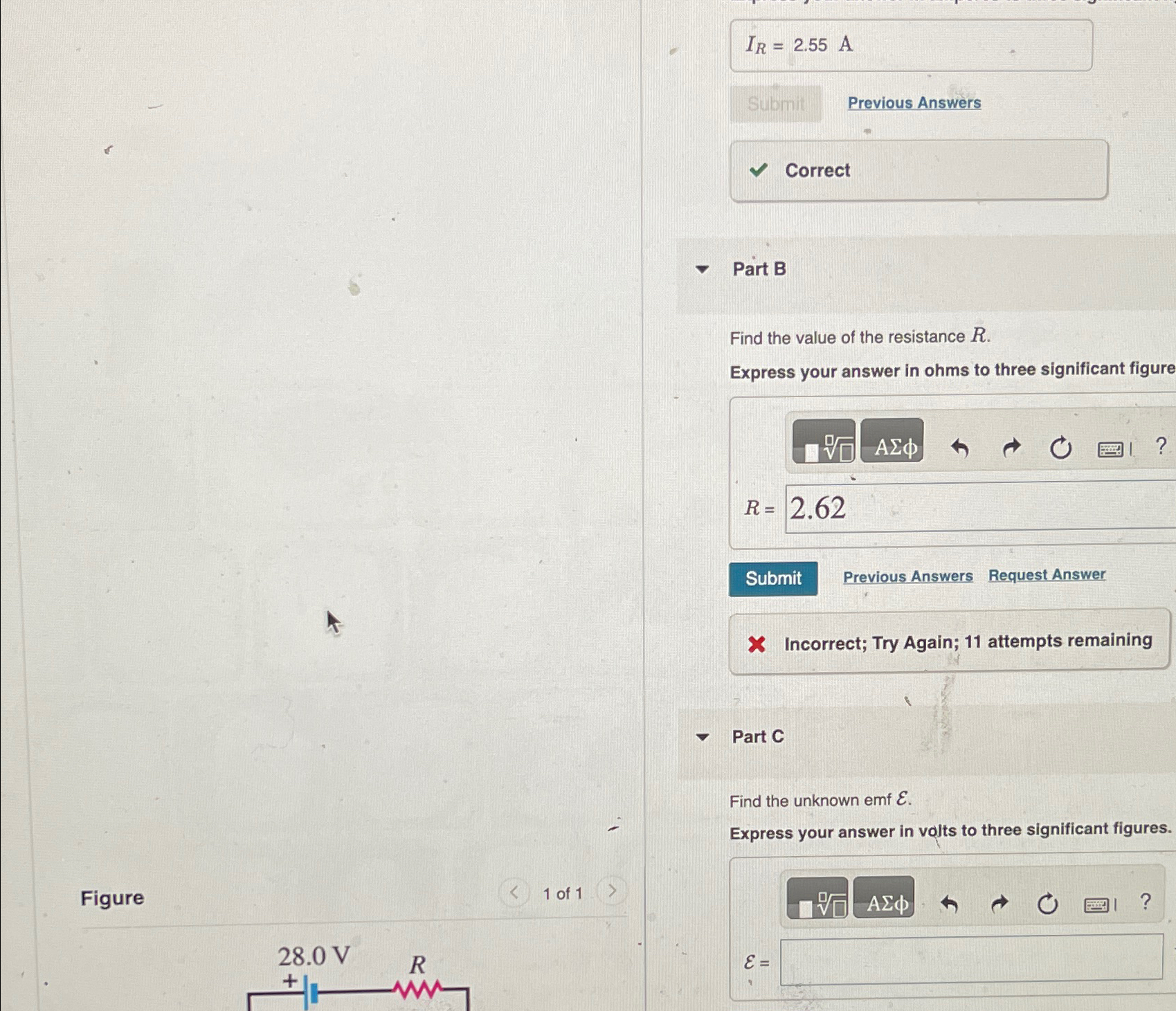 Previous AnswersCorrectPart BFind the value of the | Chegg.com