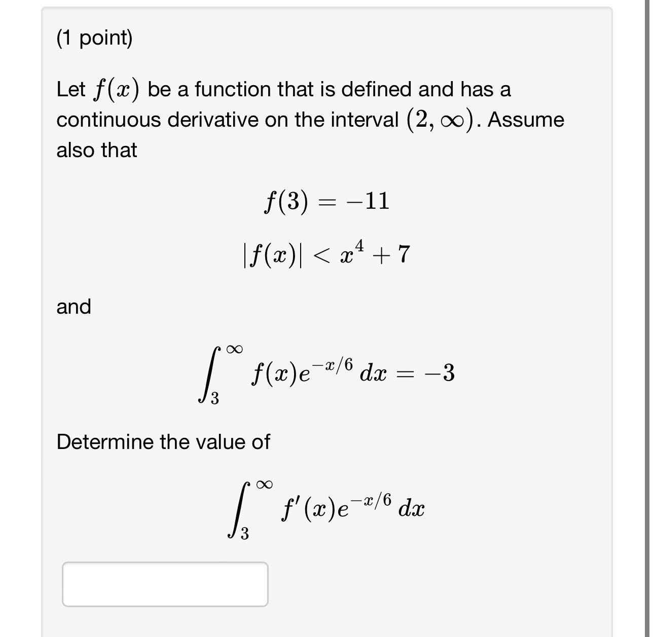Solved (1 ﻿point)Let f(x) ﻿be a function that is defined and | Chegg.com